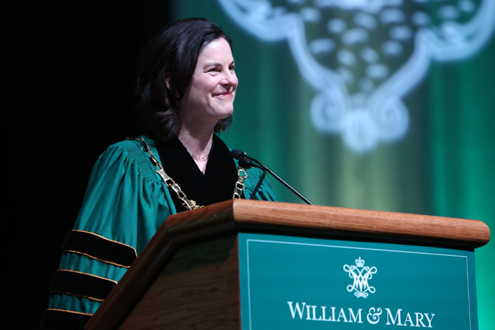 Rowe looks toward W&M’s future in inaugural address | William & Mary